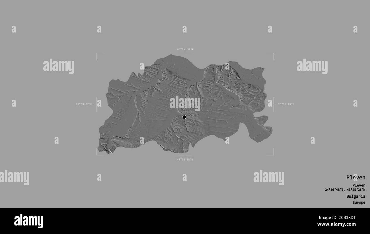 Area of Pleven, province of Bulgaria, isolated on a solid background in ...