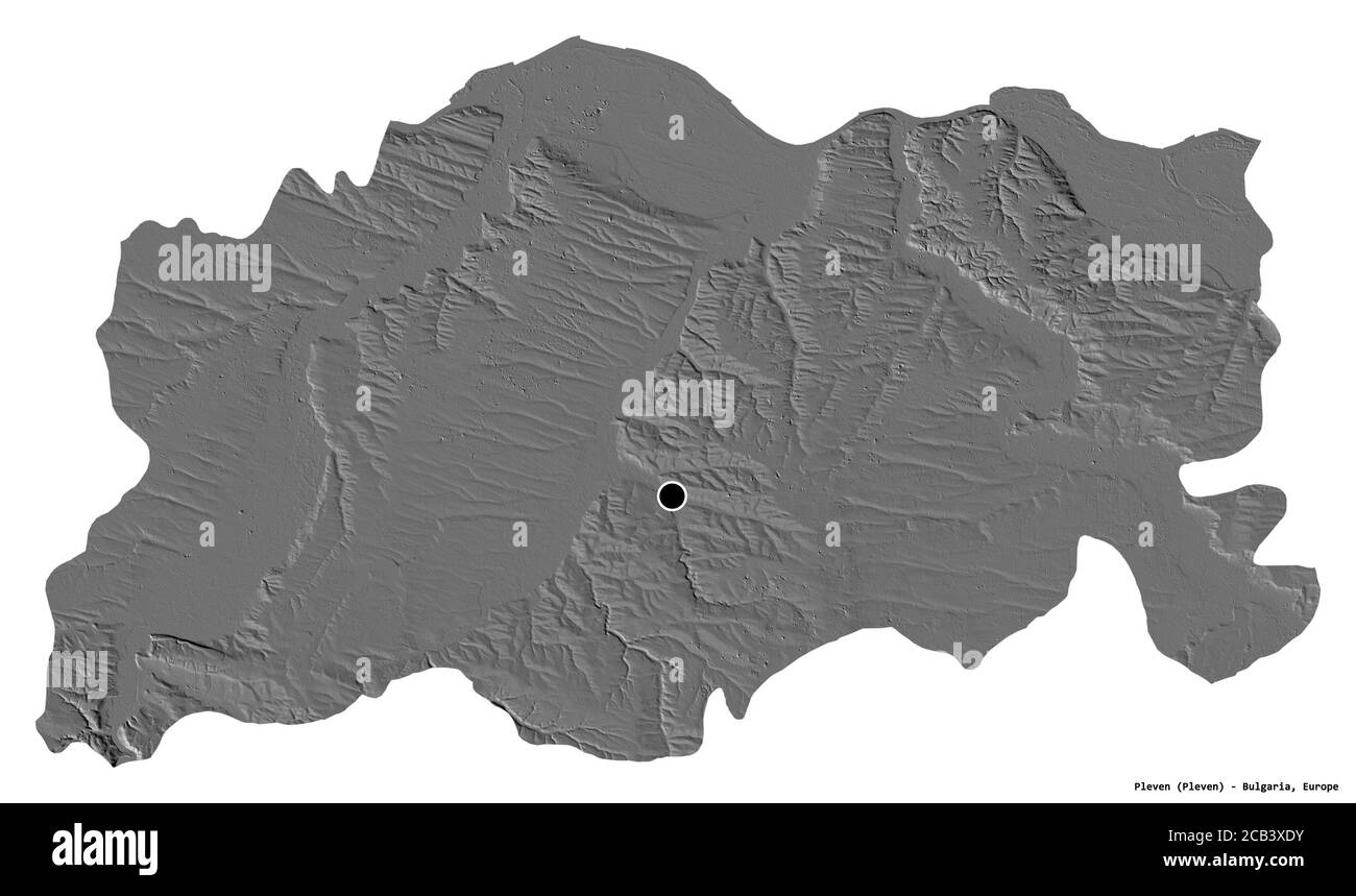 Shape of Pleven, province of Bulgaria, with its capital isolated on ...