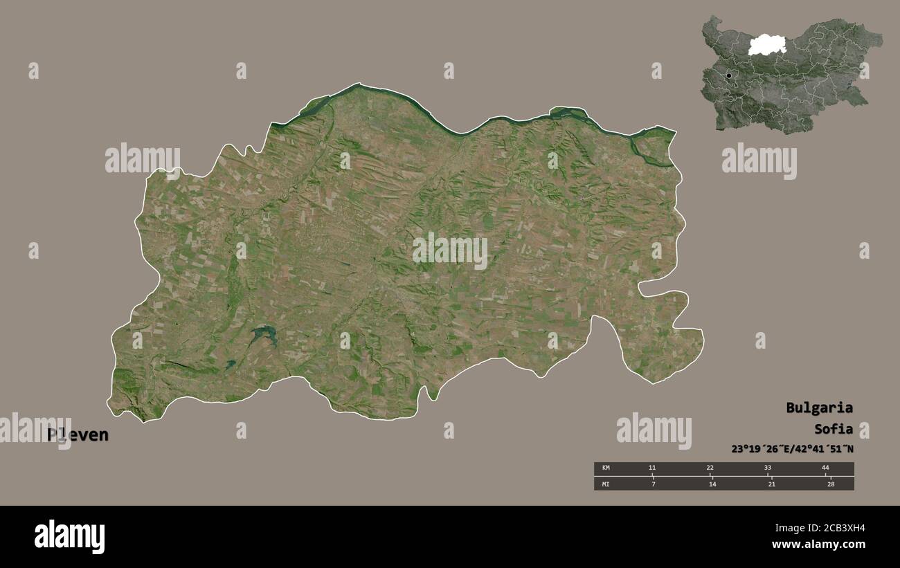 Shape of Pleven, province of Bulgaria, with its capital isolated on ...