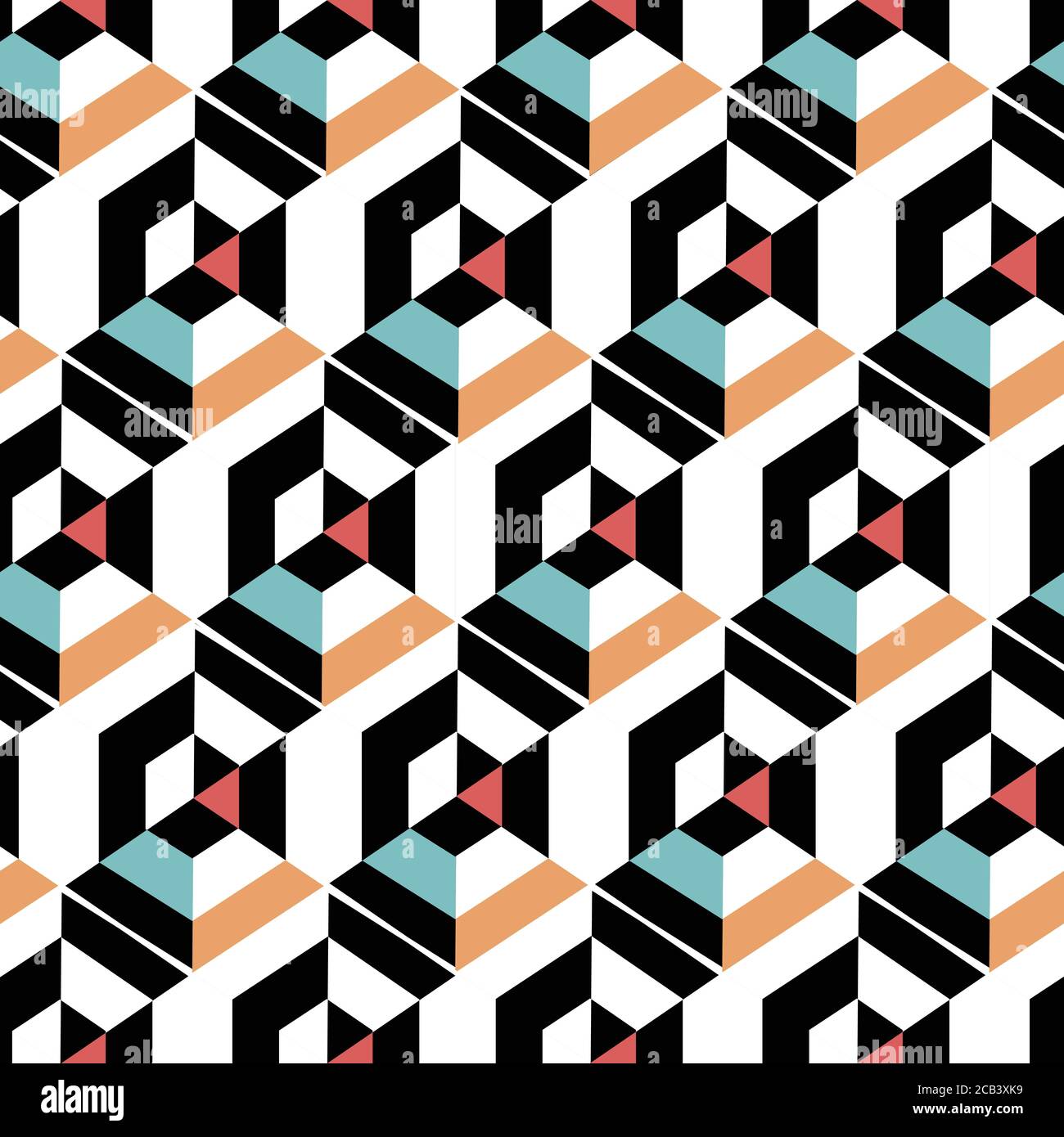 Abstract pattern with colorful geometric and rhythmic hexagon shapes ...