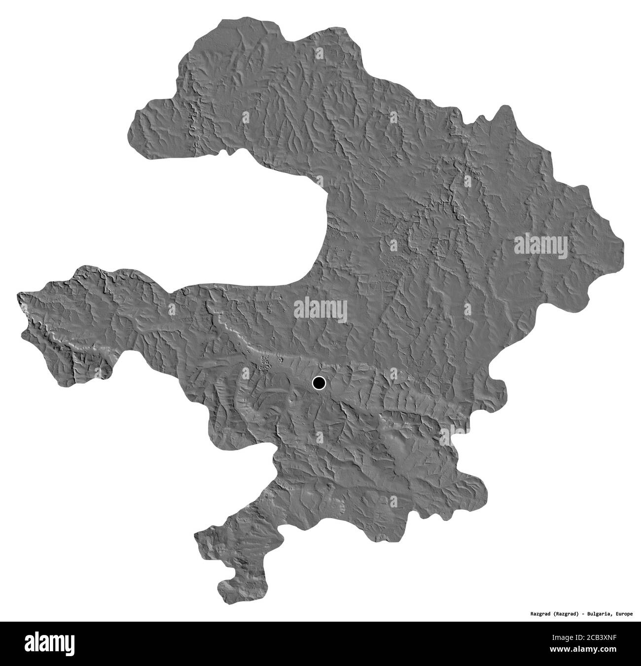Shape of Razgrad, province of Bulgaria, with its capital isolated on ...