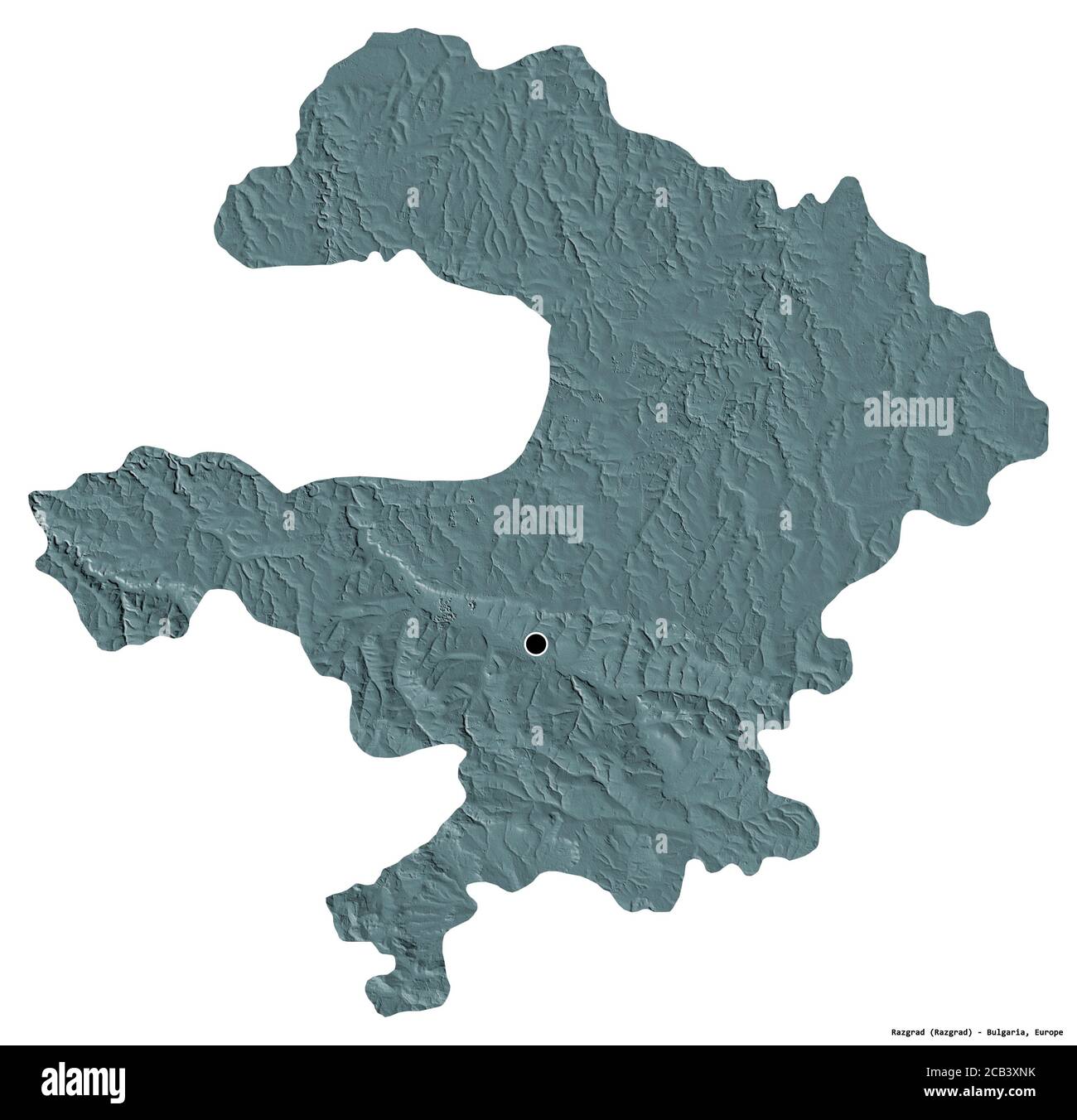 Shape of Razgrad, province of Bulgaria, with its capital isolated on ...