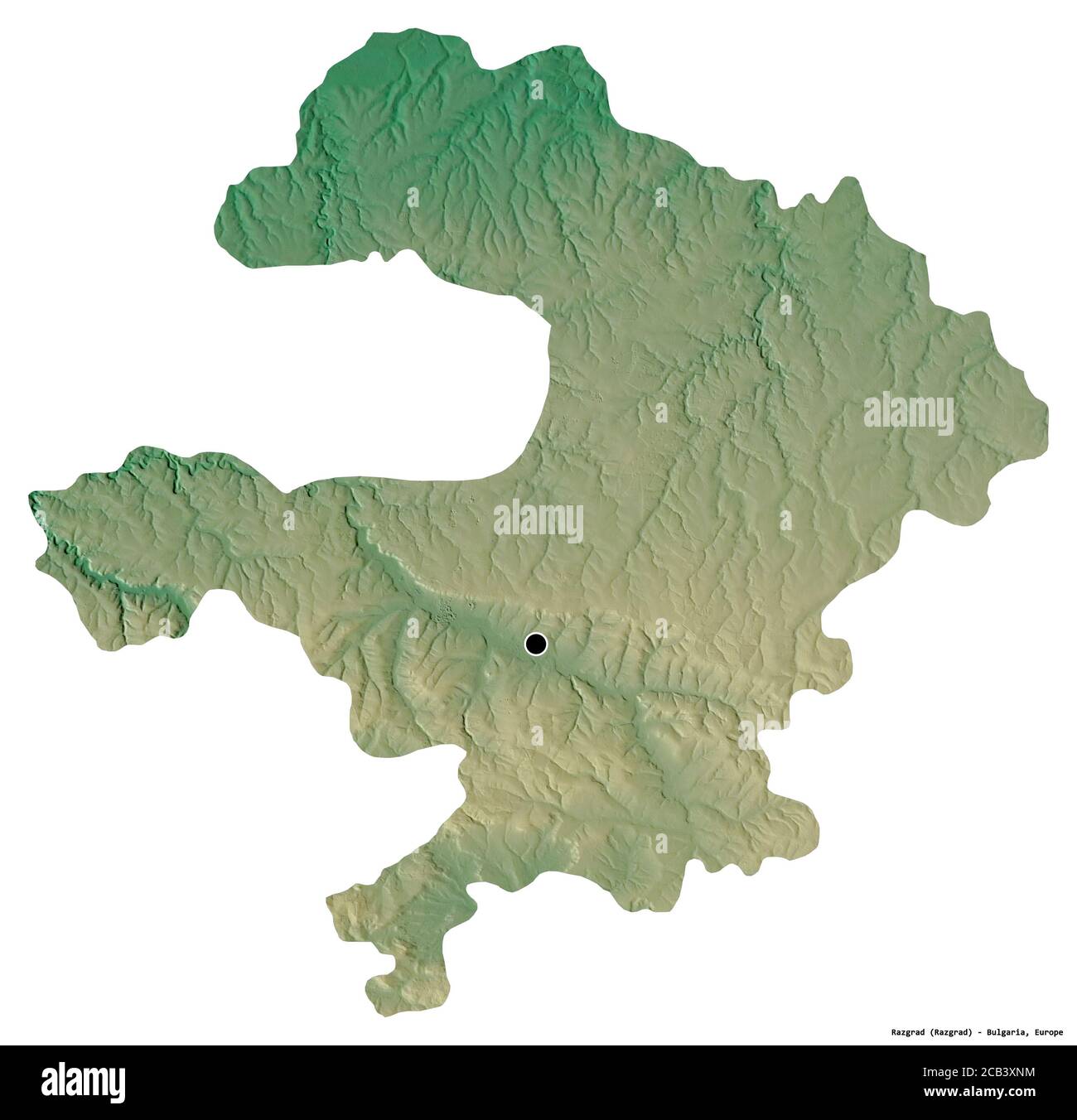 Shape of Razgrad, province of Bulgaria, with its capital isolated on ...