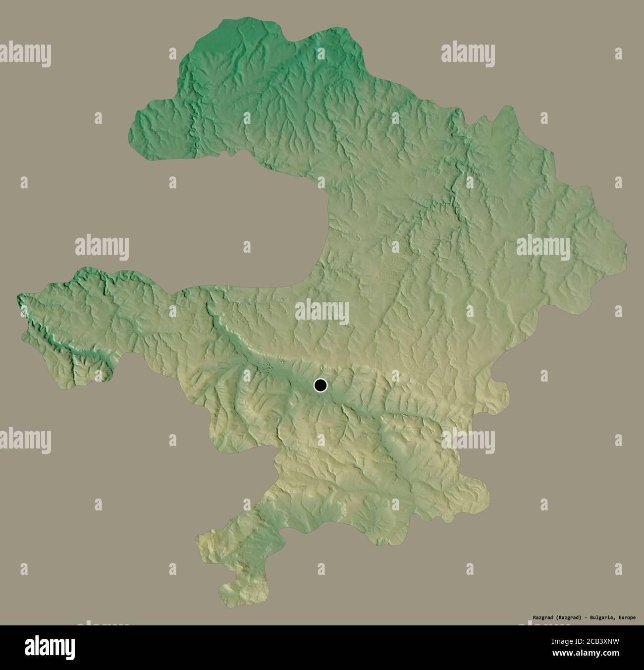 Shape of Razgrad, province of Bulgaria, with its capital isolated on a ...
