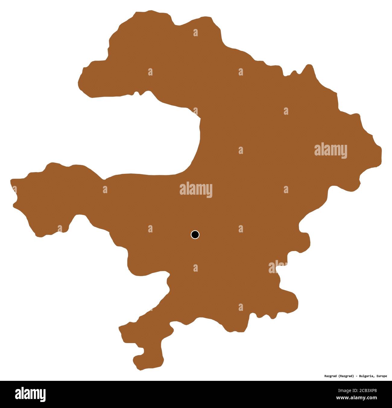 Shape of Razgrad, province of Bulgaria, with its capital isolated on ...