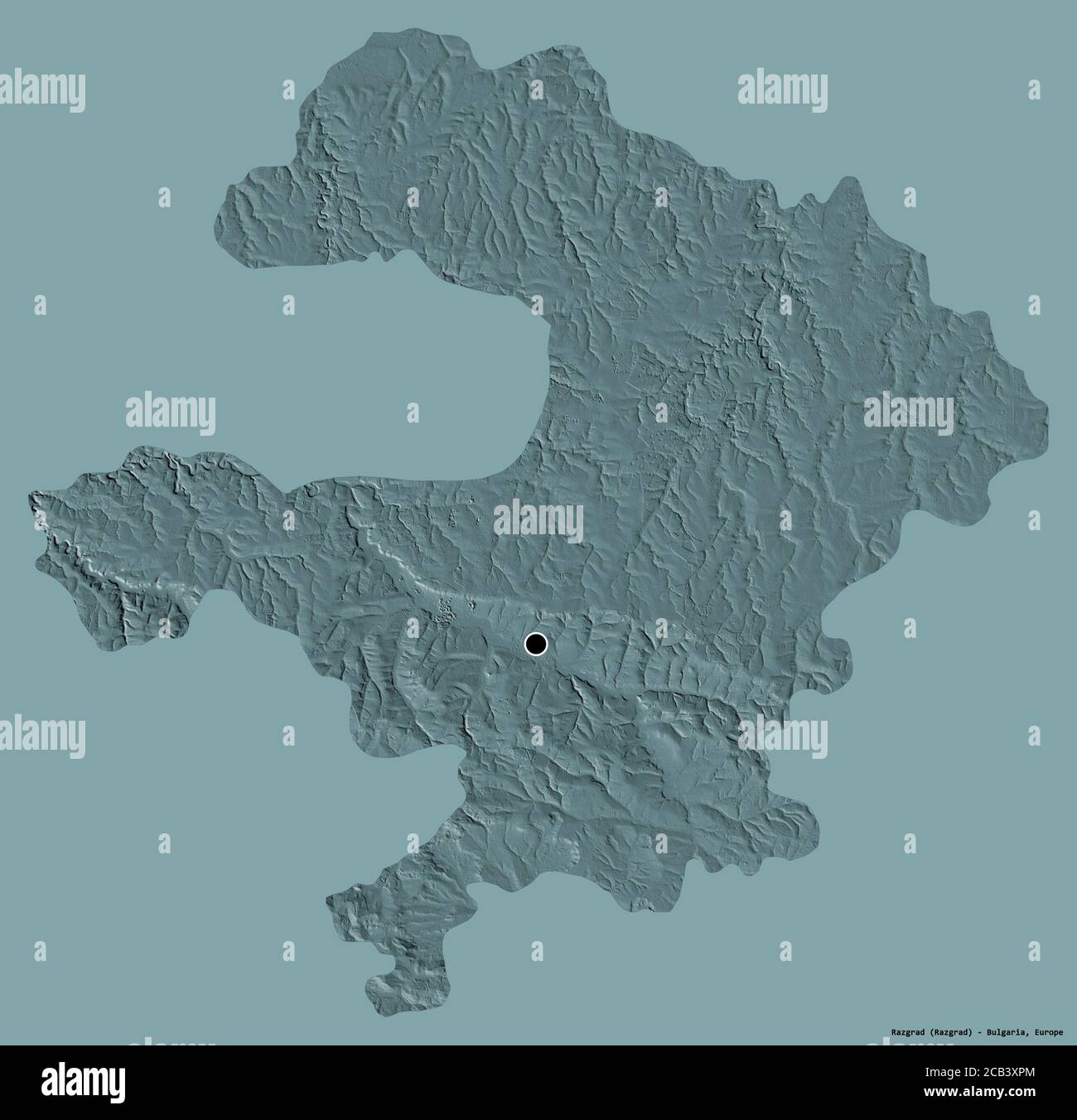 Shape of Razgrad, province of Bulgaria, with its capital isolated on a ...