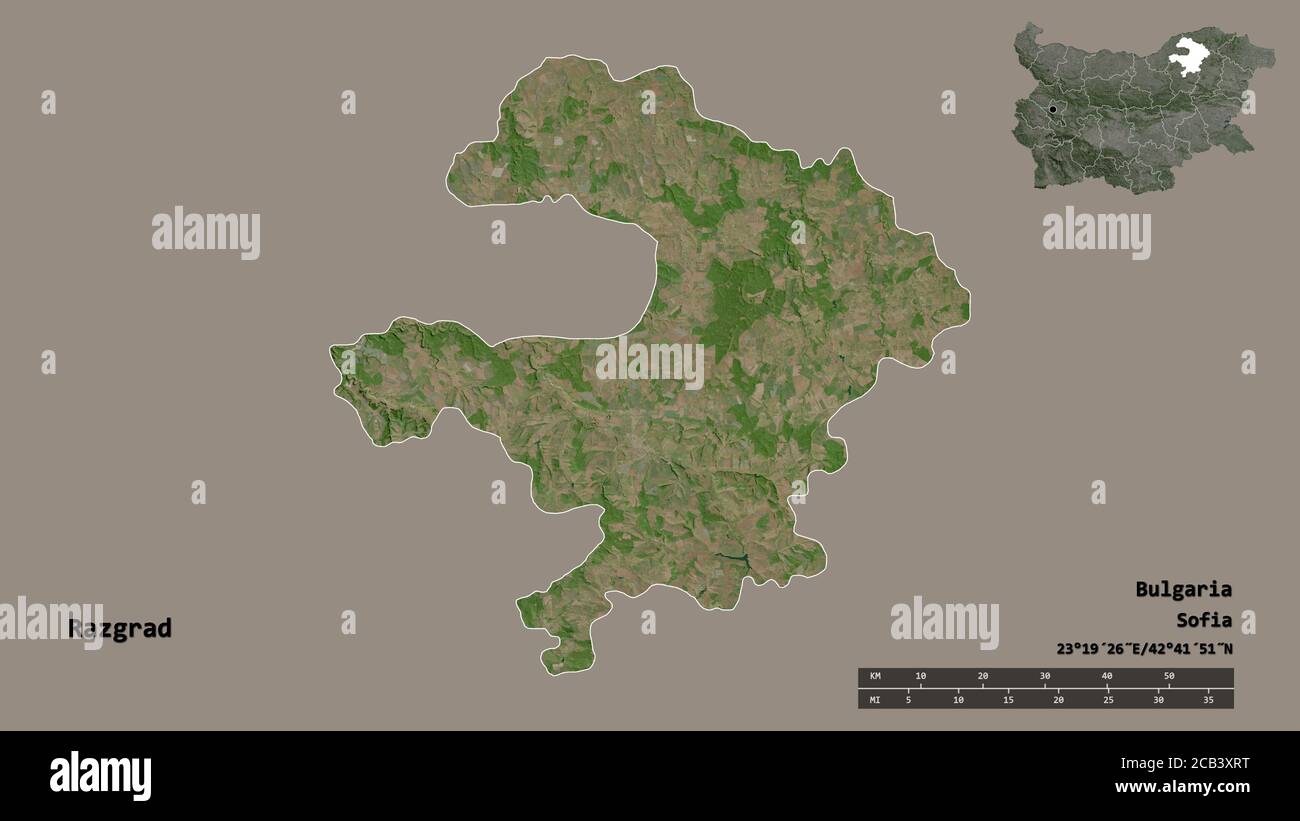 Shape of Razgrad, province of Bulgaria, with its capital isolated on ...