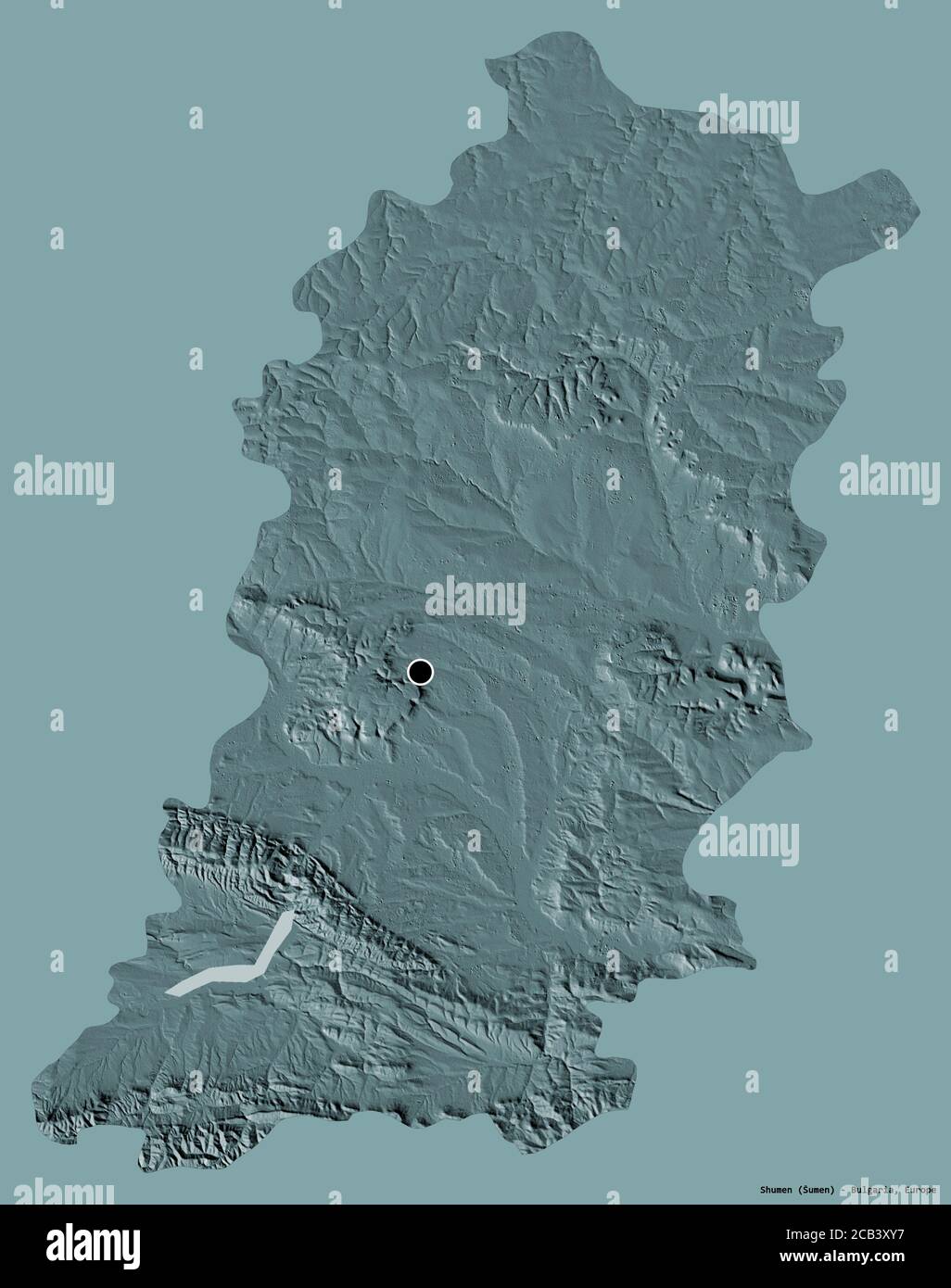 Shape of Shumen, province of Bulgaria, with its capital isolated on a ...