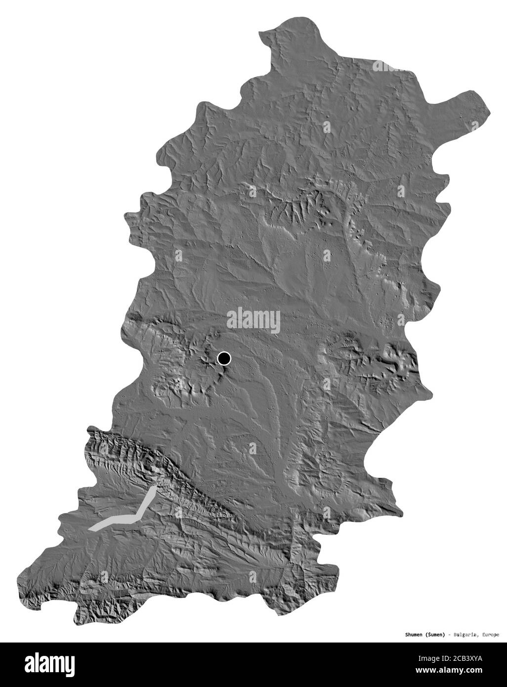Shape of Shumen, province of Bulgaria, with its capital isolated on ...