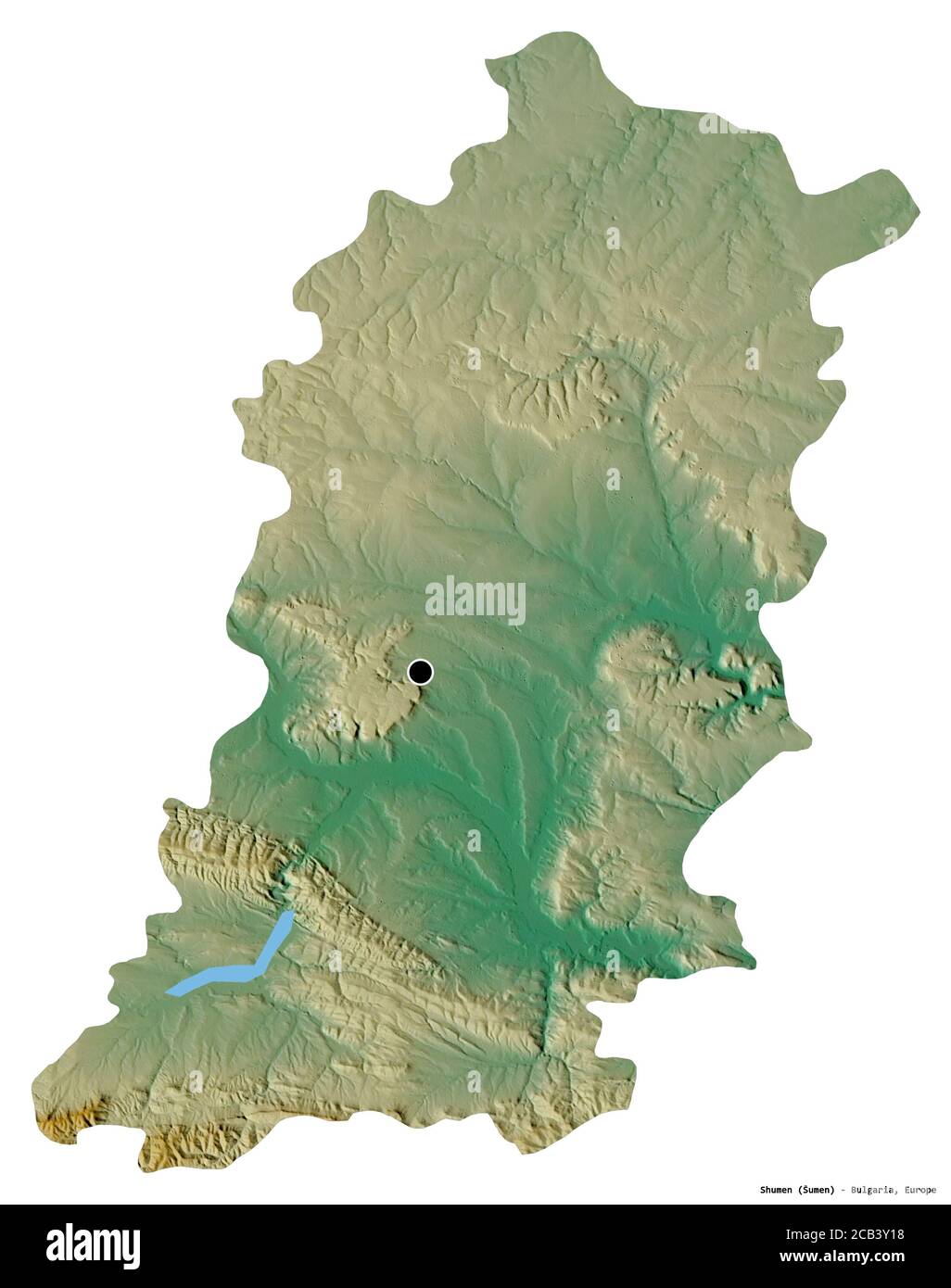 Shape of Shumen, province of Bulgaria, with its capital isolated on ...