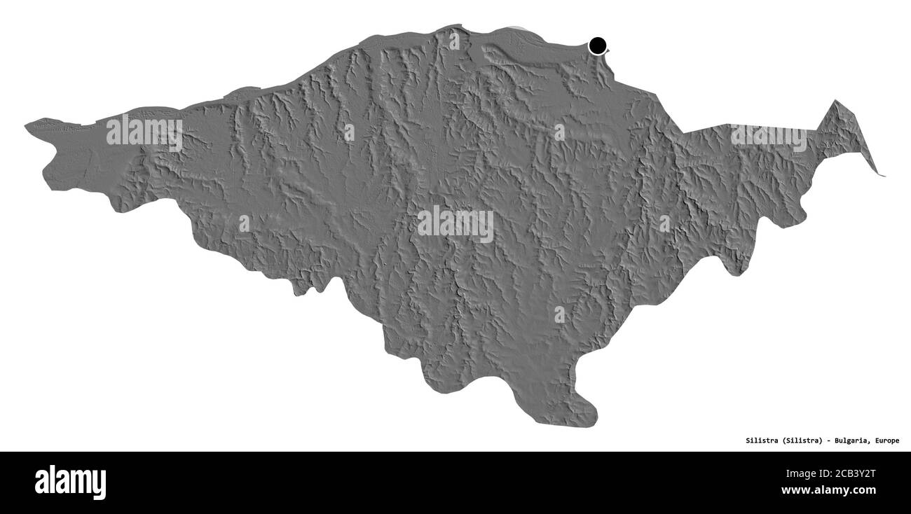 Shape of Silistra, province of Bulgaria, with its capital isolated on ...