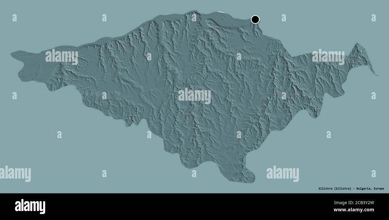 Shape of Silistra, province of Bulgaria, with its capital isolated on a ...
