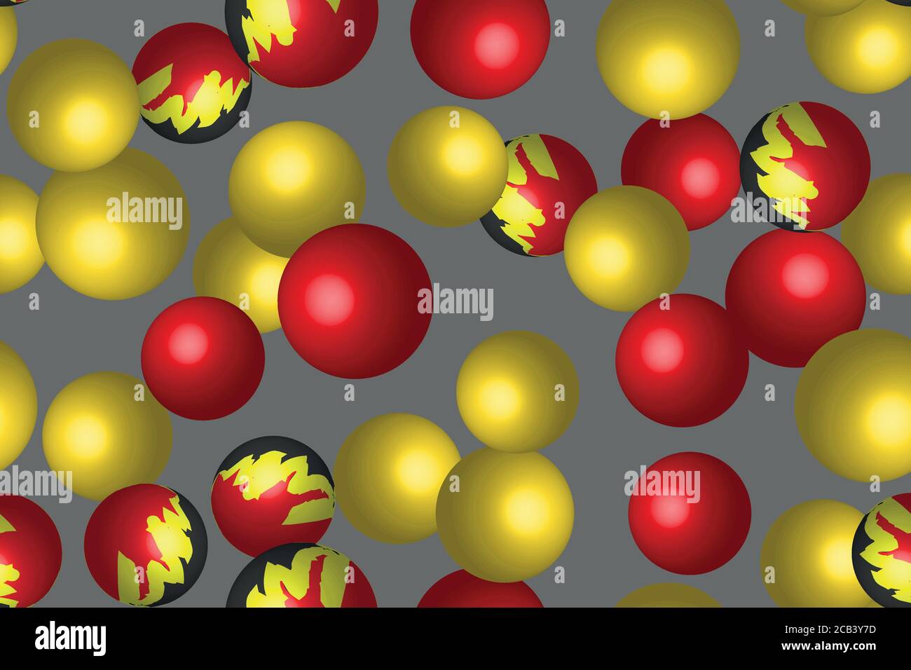 Red Yellow Balls Seamless Pattern, 3D Illustration Stock Vector Image ...