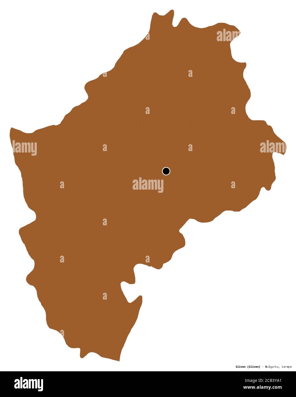 Shape of Sliven, province of Bulgaria, with its capital isolated on ...