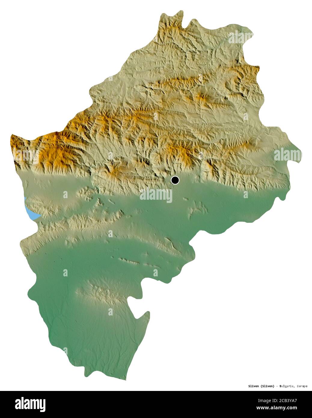 Shape of Sliven, province of Bulgaria, with its capital isolated on ...