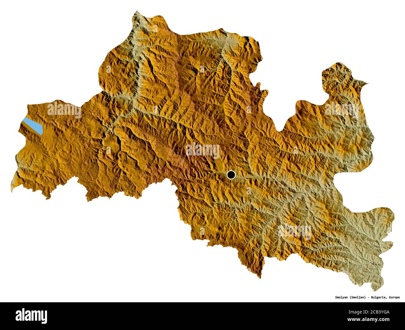 Shape of Smolyan, province of Bulgaria, with its capital isolated on ...