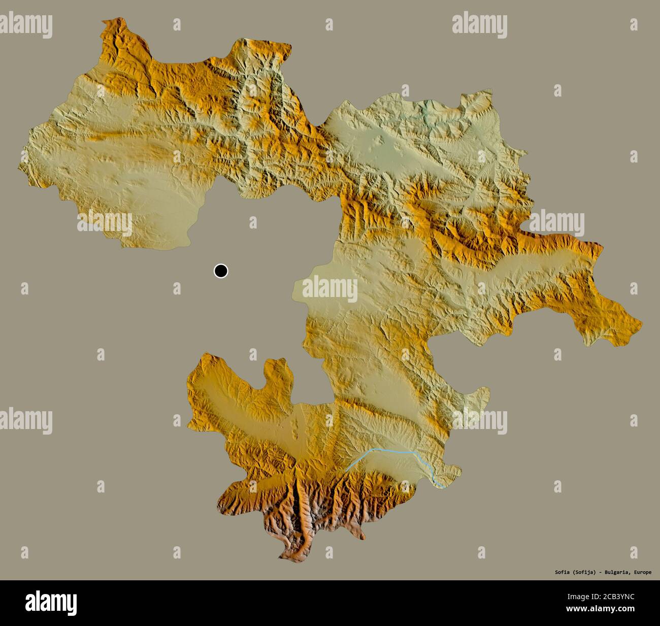 Shape of Sofia, province of Bulgaria, with its capital isolated on a ...