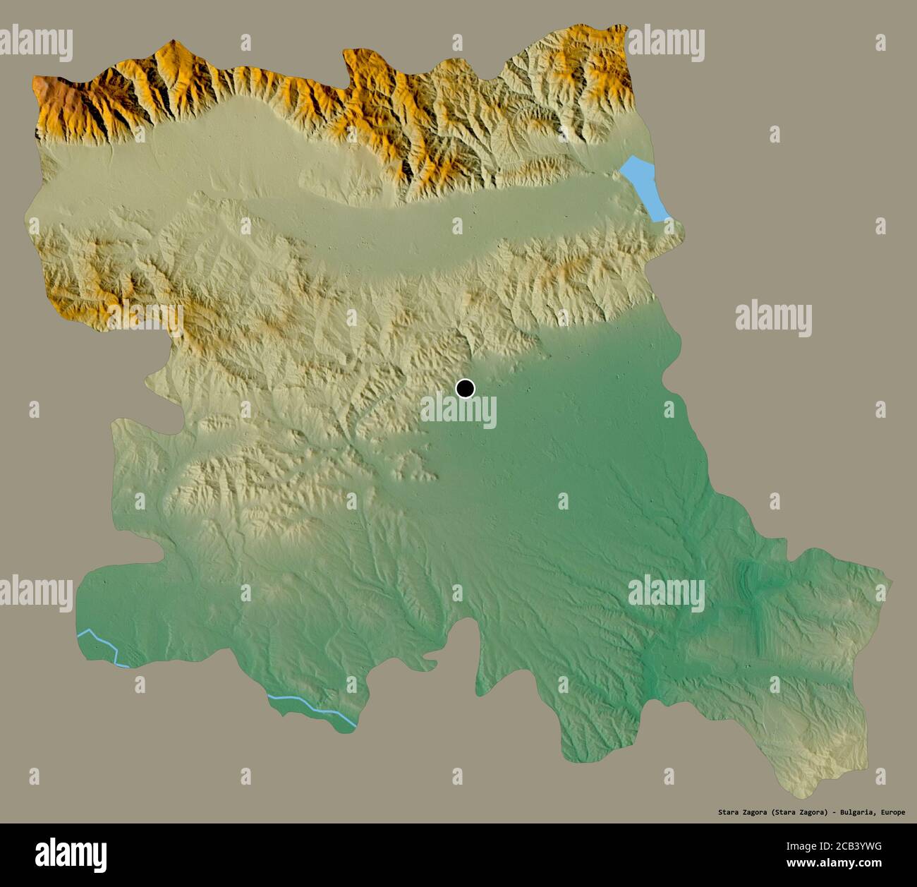 Shape of Stara Zagora, province of Bulgaria, with its capital isolated ...