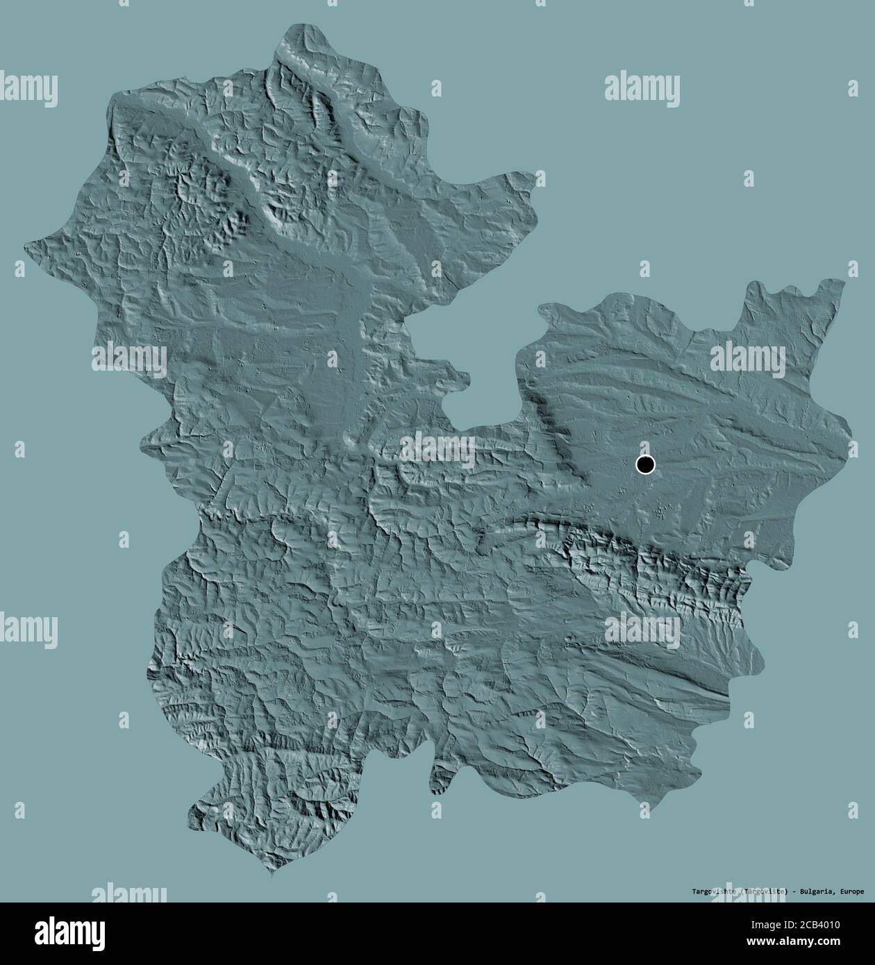 Shape of Targovishte, province of Bulgaria, with its capital isolated ...