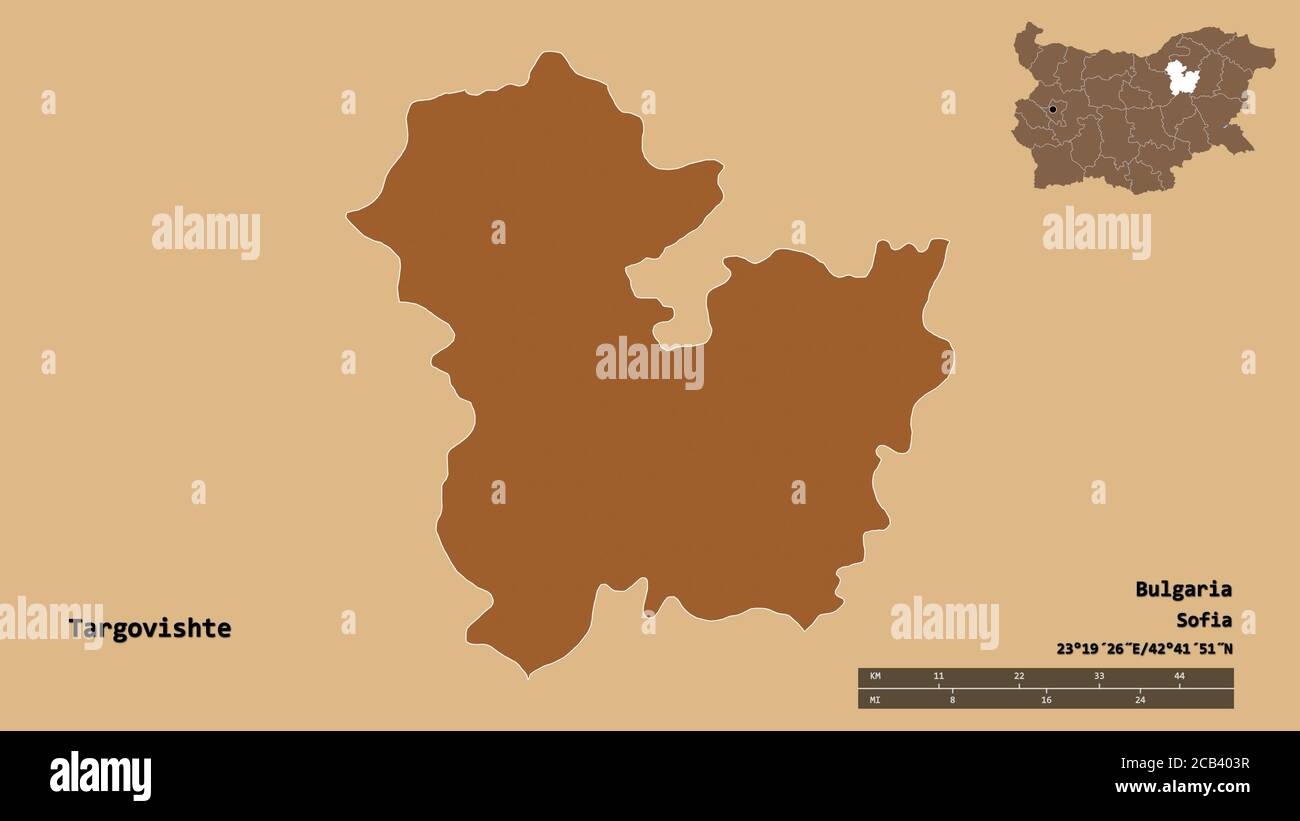 Shape of Targovishte, province of Bulgaria, with its capital isolated ...