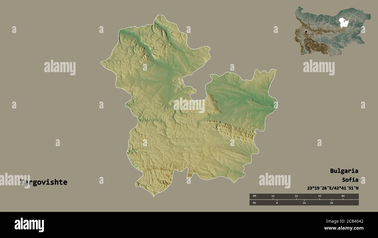 Shape of Targovishte, province of Bulgaria, with its capital isolated ...