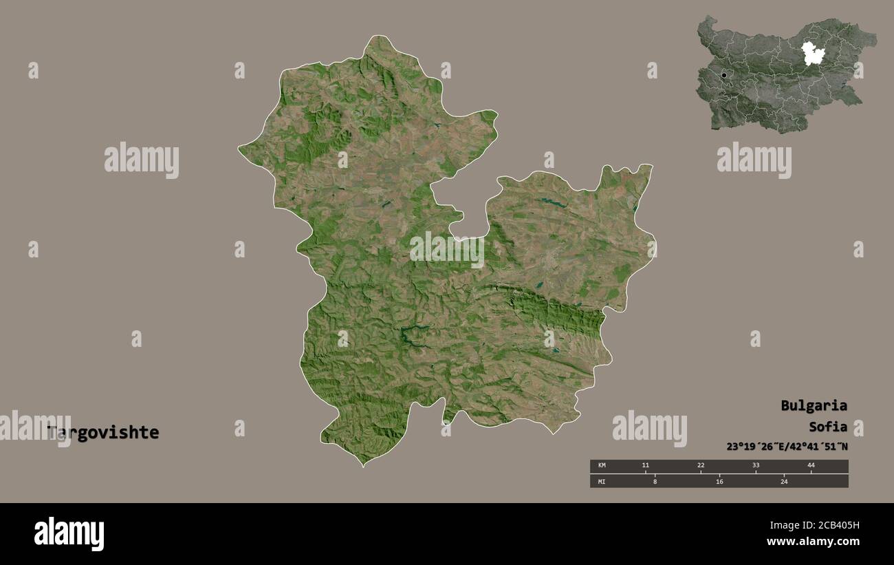 Shape of Targovishte, province of Bulgaria, with its capital isolated ...