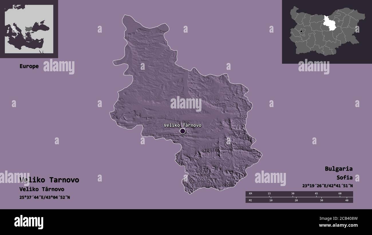 Shape of Veliko Tarnovo, province of Bulgaria, and its capital ...
