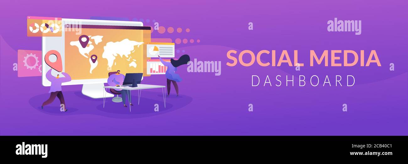 Social media dashboard concept banner header Stock Vector Image & Art ...