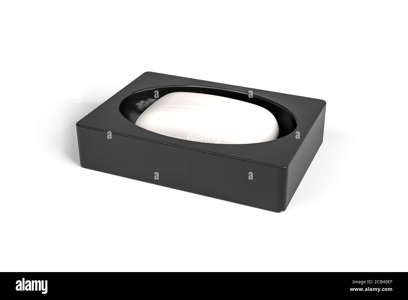 Graphite soap dish with white soap - isolated on white background - 3d ...