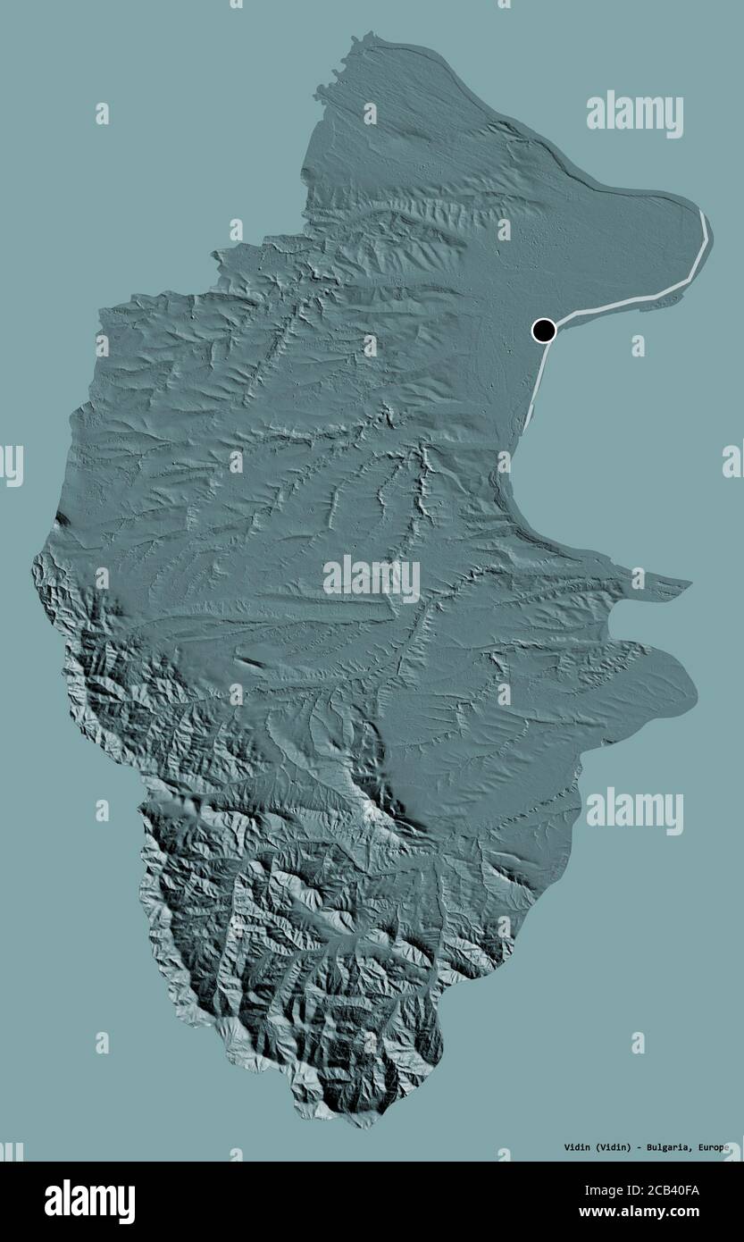 Shape of Vidin, province of Bulgaria, with its capital isolated on a ...