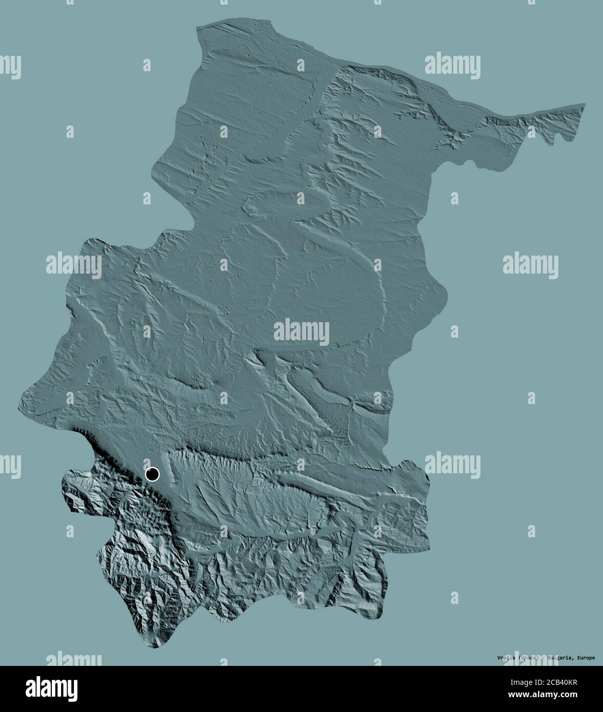 Shape of Vratsa, province of Bulgaria, with its capital isolated on a ...