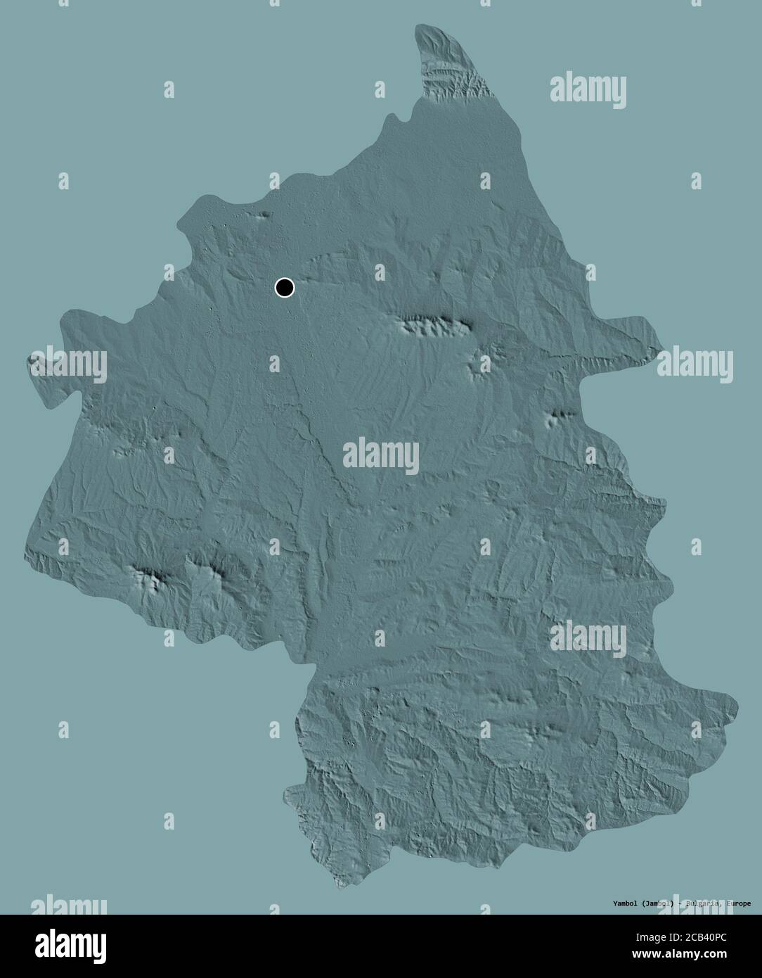 Shape of Yambol, province of Bulgaria, with its capital isolated on a ...