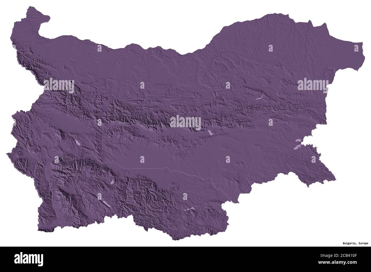 Shape of Bulgaria with its capital isolated on white background ...