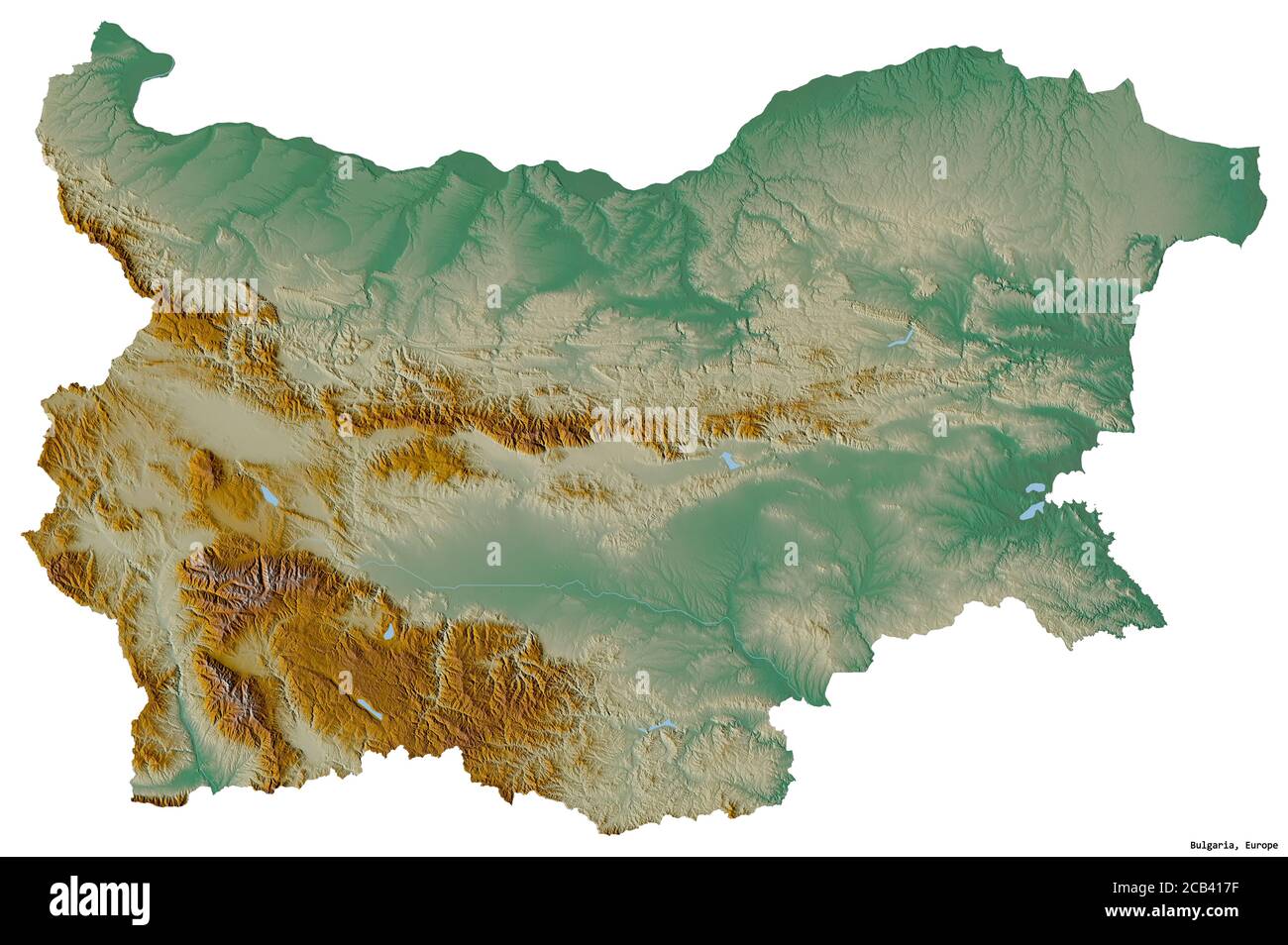 Shape of Bulgaria with its capital isolated on white background ...