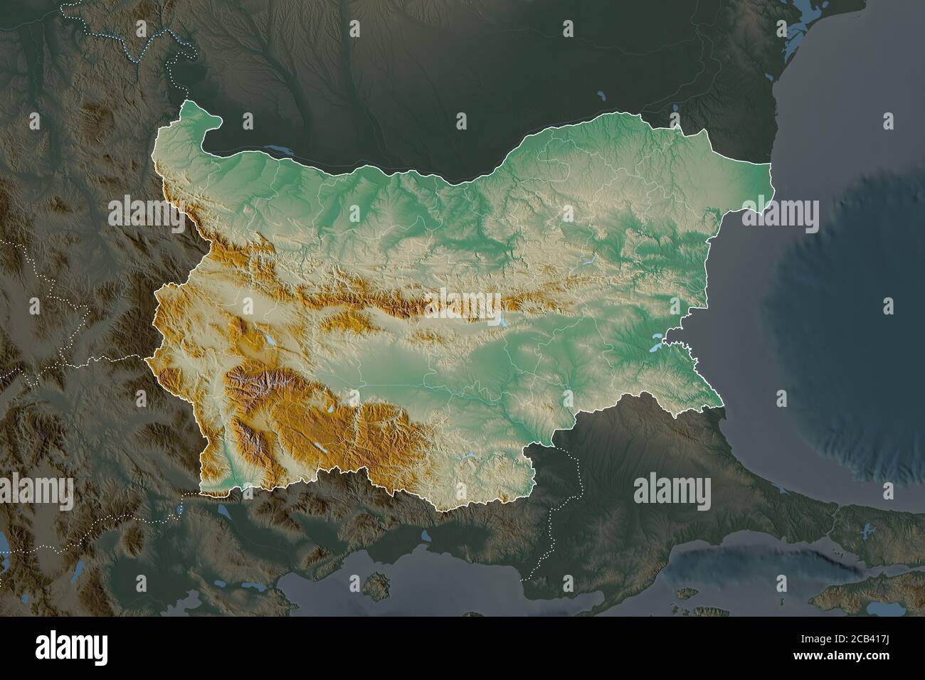 Shape of Bulgaria separated by the desaturation of neighboring areas ...