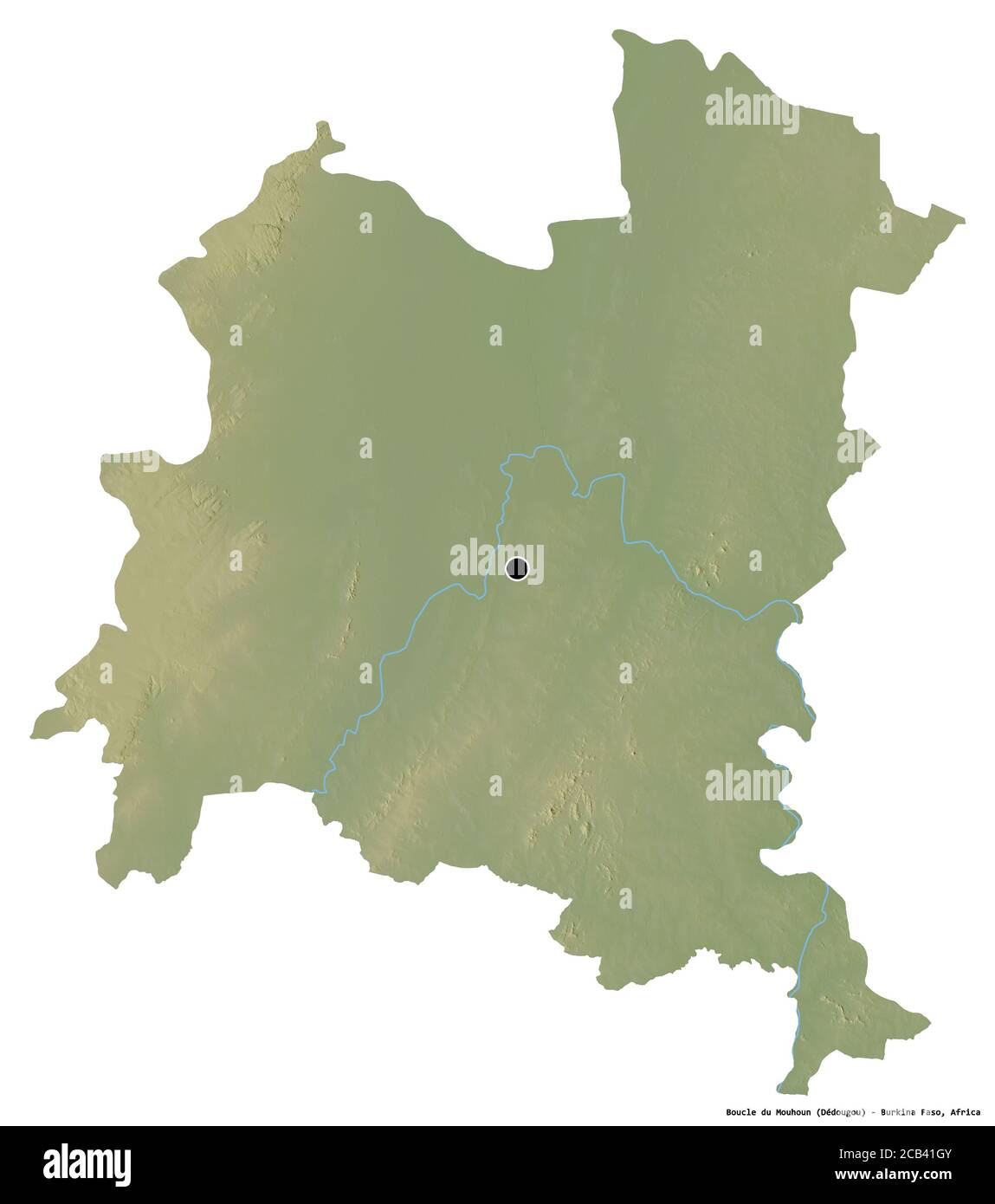 Shape of Boucle du Mouhoun, region of Burkina Faso, with its capital ...