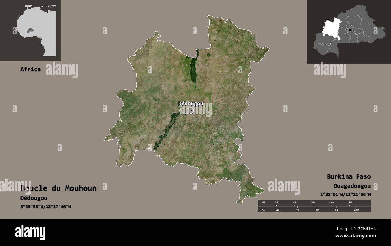 Shape of Boucle du Mouhoun, region of Burkina Faso, and its capital ...