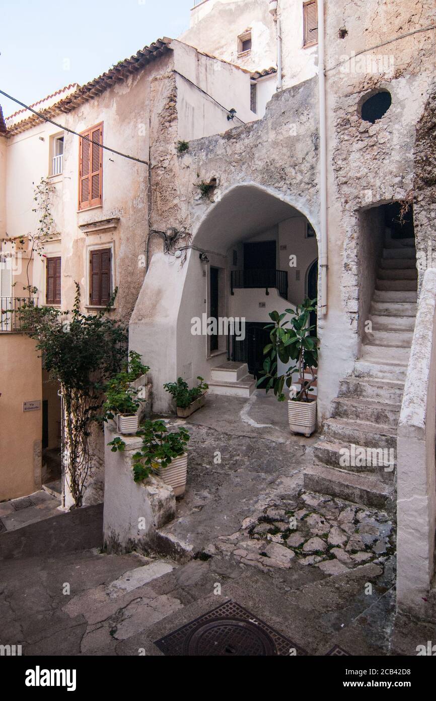 SPERLONGA, ITALY - 28 SEPTEMBER 2017: A typical street in the village ...