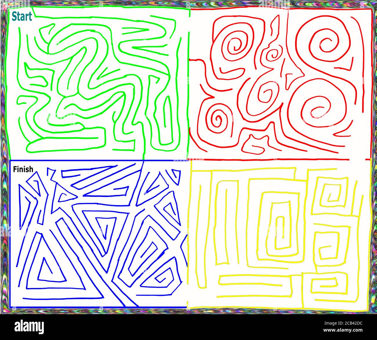 Playable maze in four colors and four styles (number 10 Stock Photo - Alamy