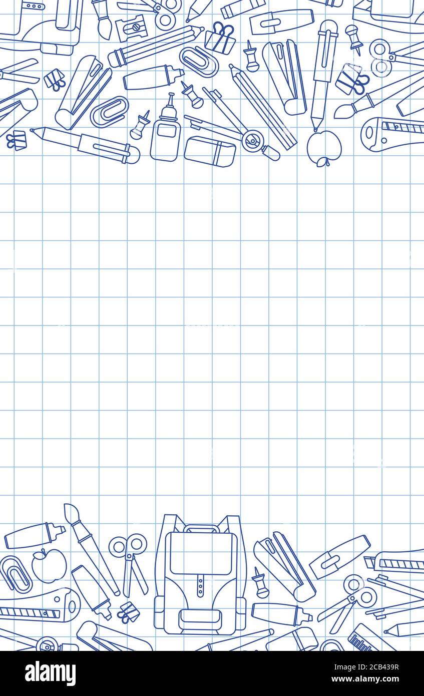 Back to school background for sticker and poster. Study supplies and ...