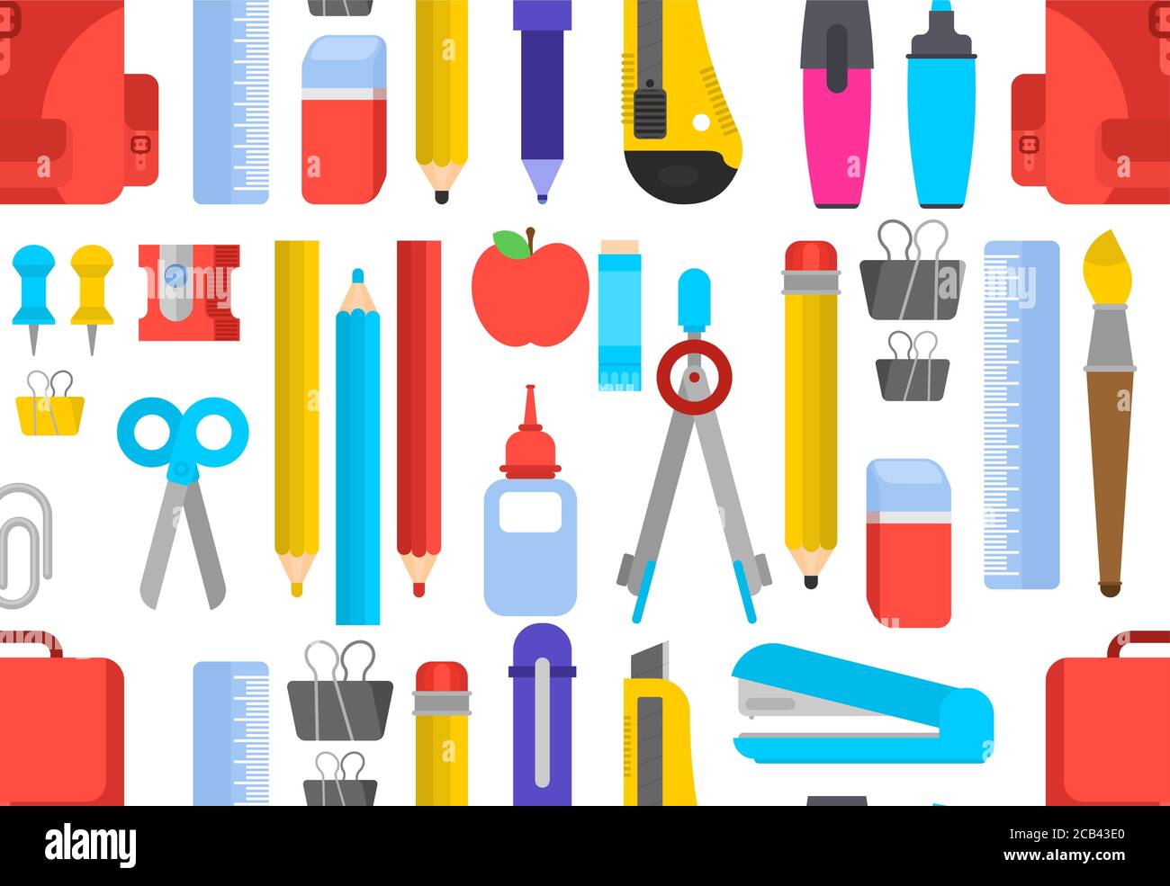 Back to school pattern seamless. Study supplies background. School ...