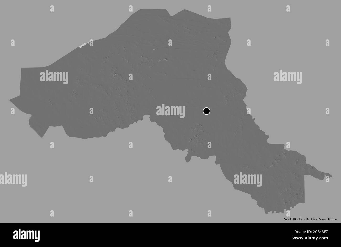 Shape of Sahel, region of Burkina Faso, with its capital isolated on a ...