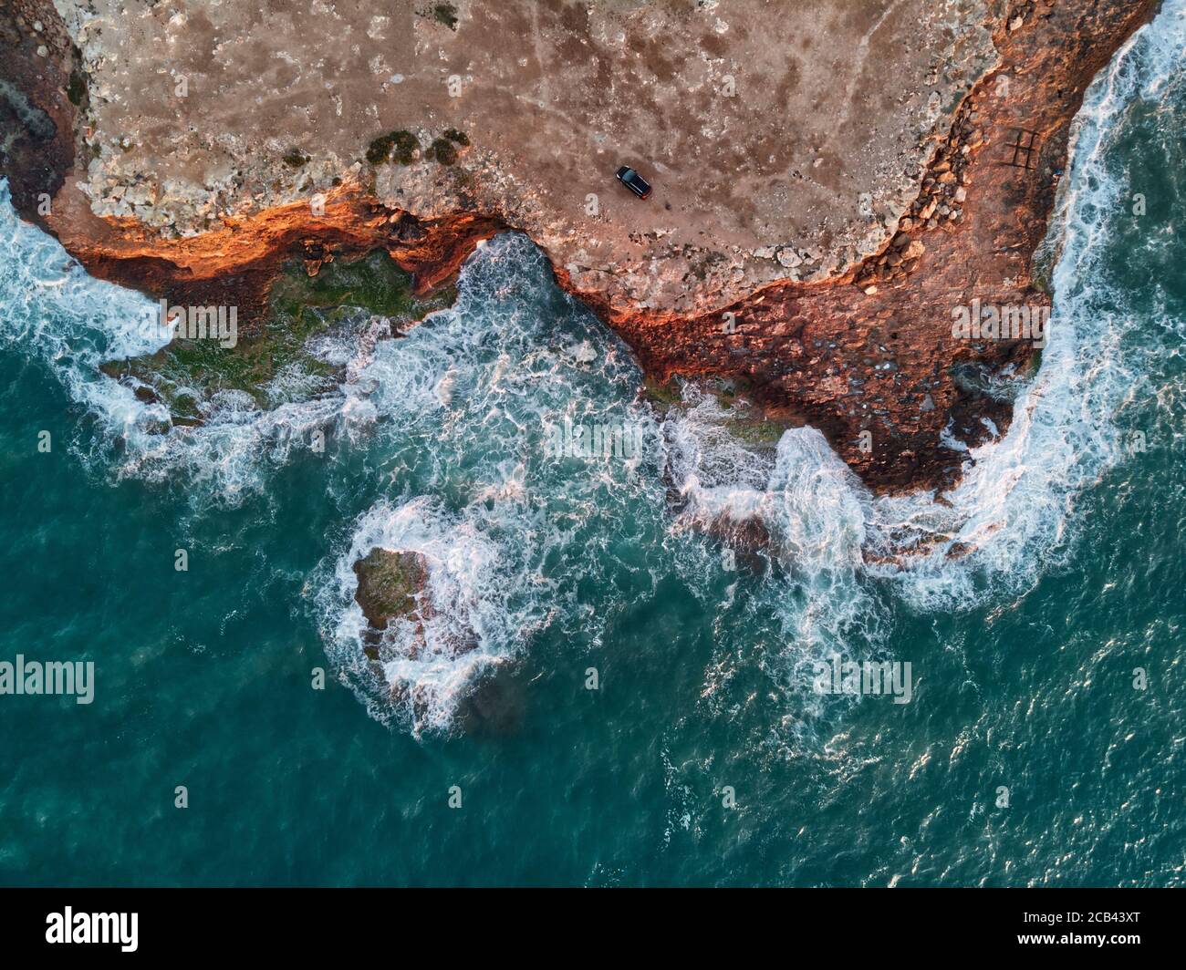 Aerial photo view from above rocky mountain coastline and Mediterranean ...