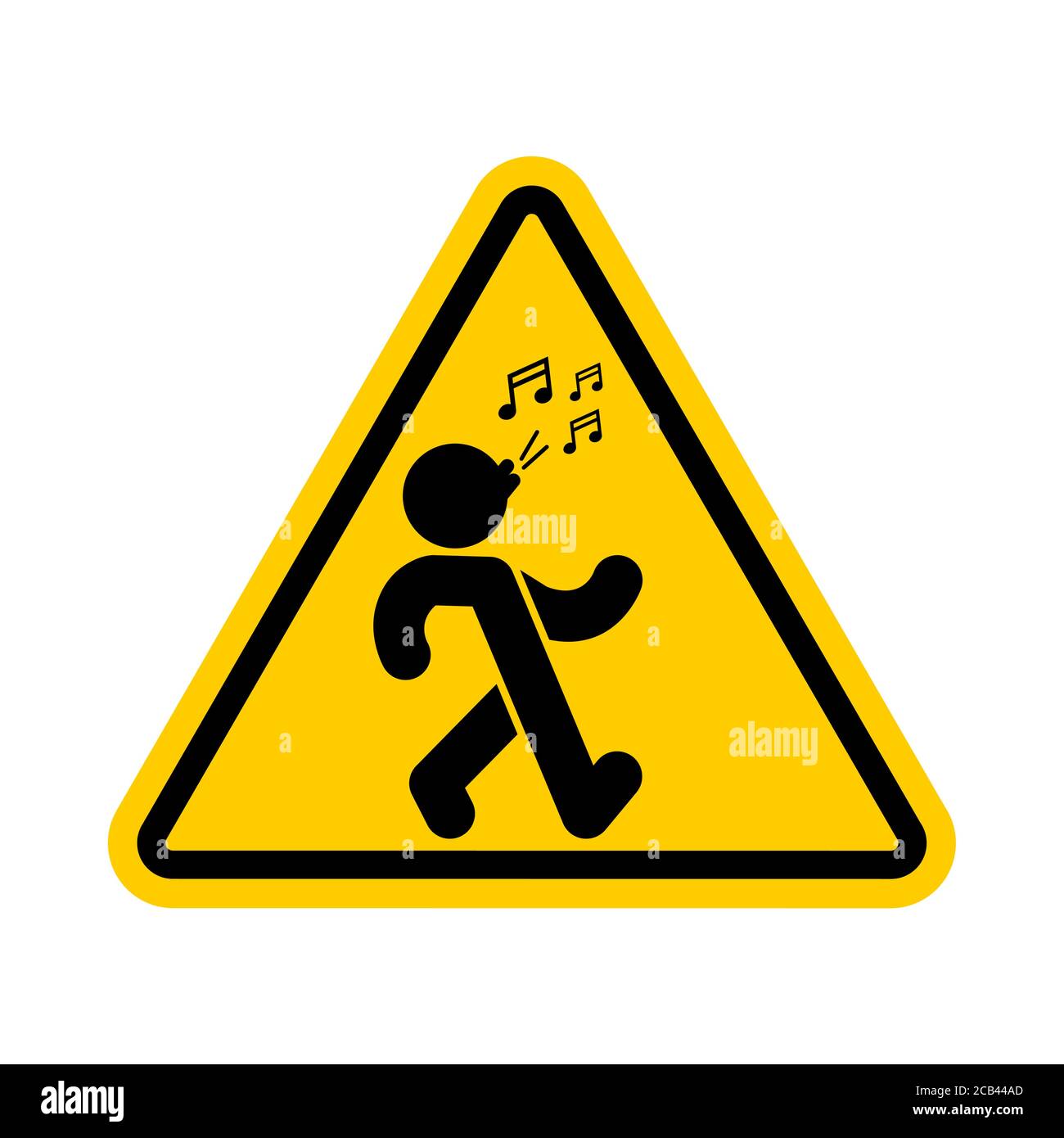 Attention Wander and whistle away. Warning yellow road sign. Caution ...