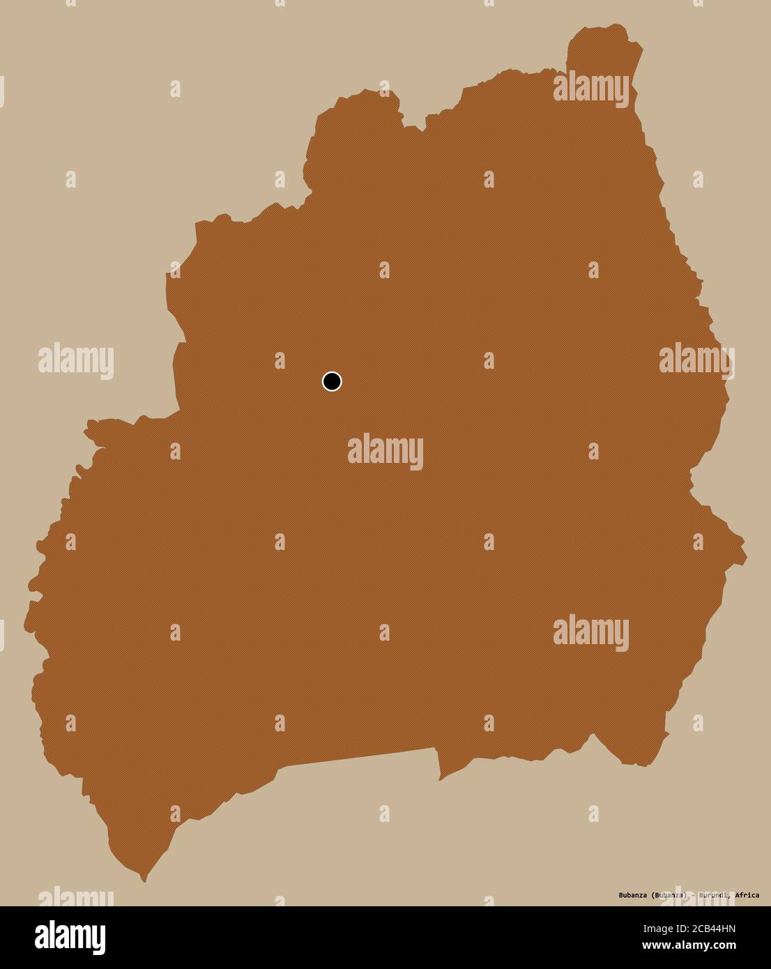 Shape of Bubanza, province of Burundi, with its capital isolated on a ...