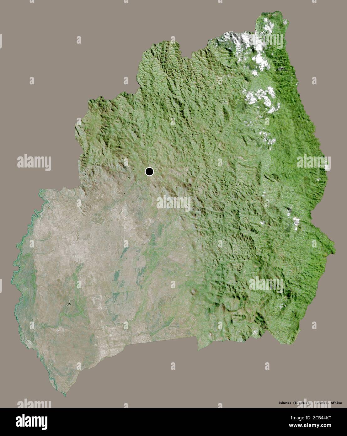 Shape of Bubanza, province of Burundi, with its capital isolated on a ...