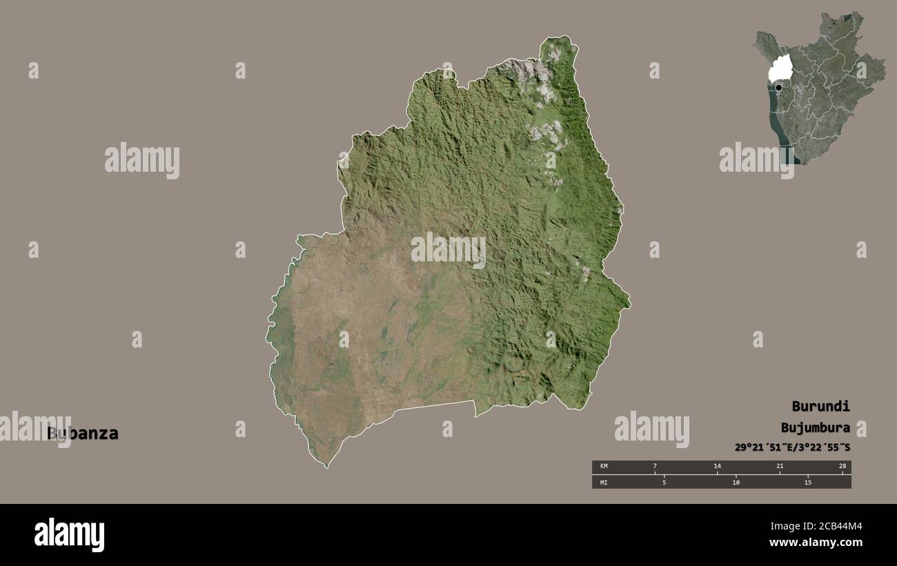 Shape of Bubanza, province of Burundi, with its capital isolated on ...