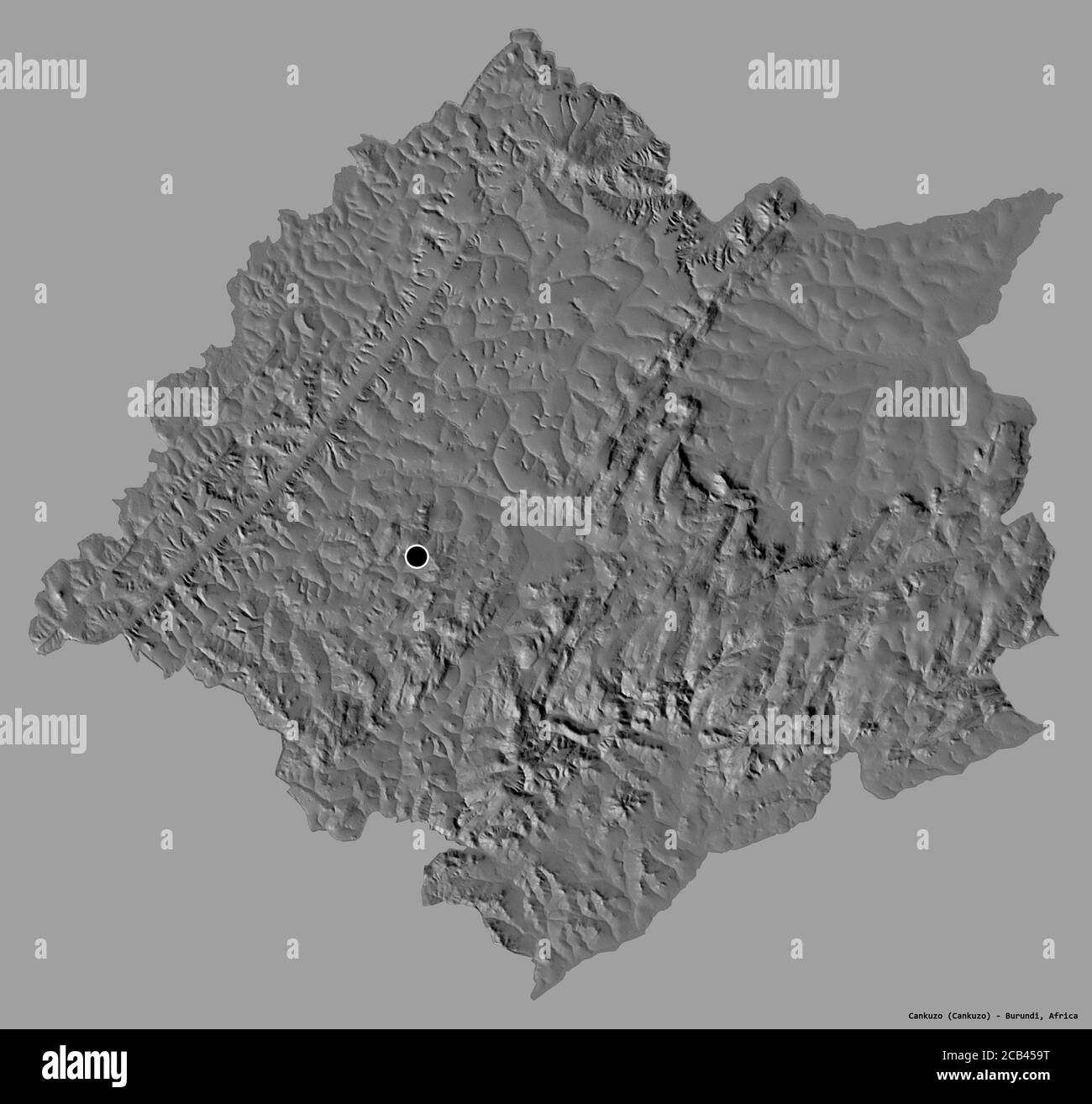 Shape of Cankuzo, province of Burundi, with its capital isolated on a ...