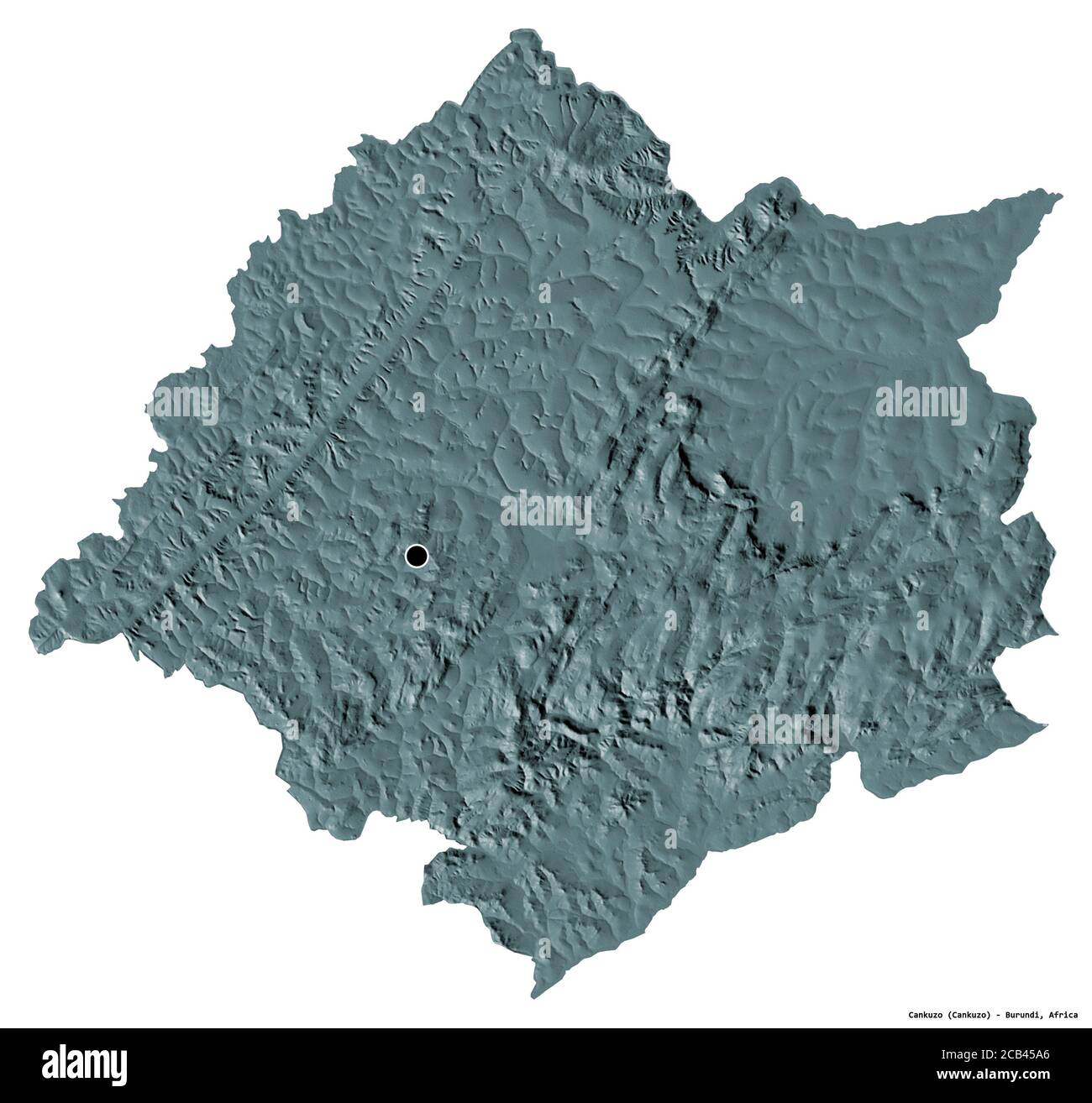 Shape of Cankuzo, province of Burundi, with its capital isolated on ...