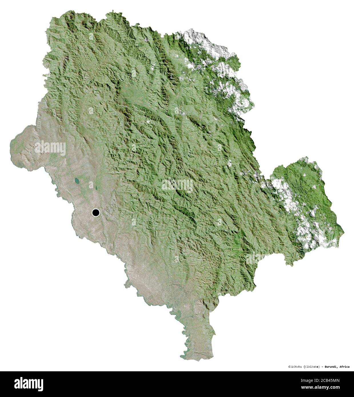 Shape of Cibitoke, province of Burundi, with its capital isolated on ...
